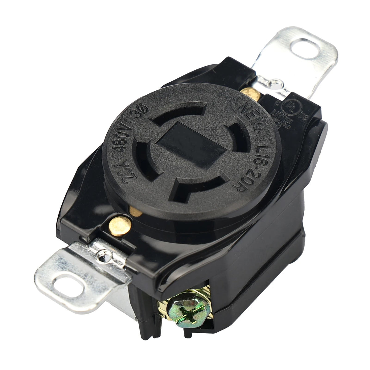 20 Amp, 480 Volt 3 Phase, NEMA L16-20R, 3P, 4W, Locking Connector, Ind ...